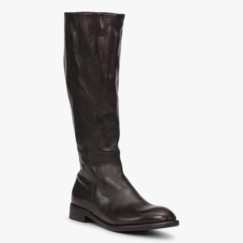 Scarpa | Lang mørkebrun støvle – Vasket skind & italiensk stil