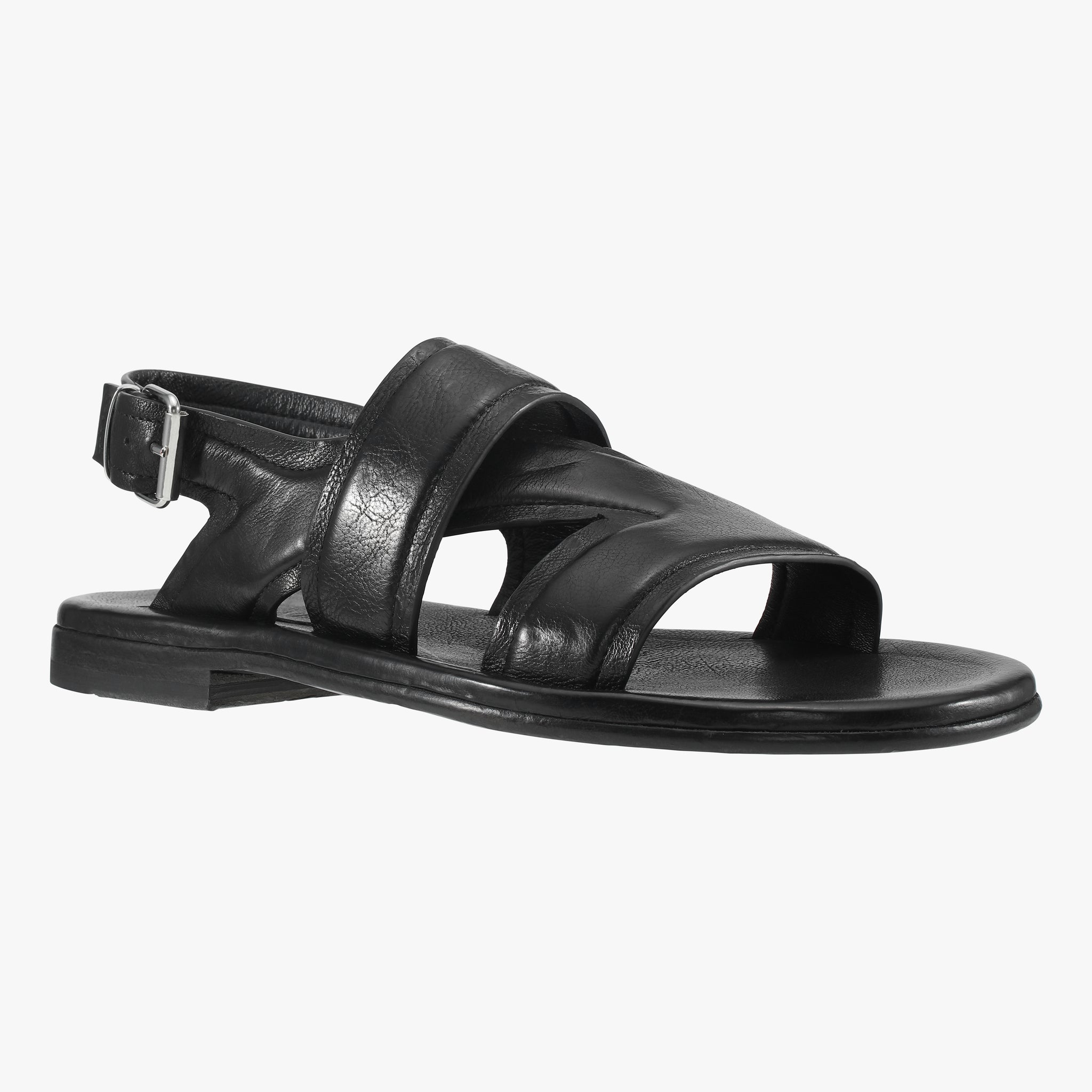 Scarpa | Sort herresandal i kalveskind – håndlavet i Italien